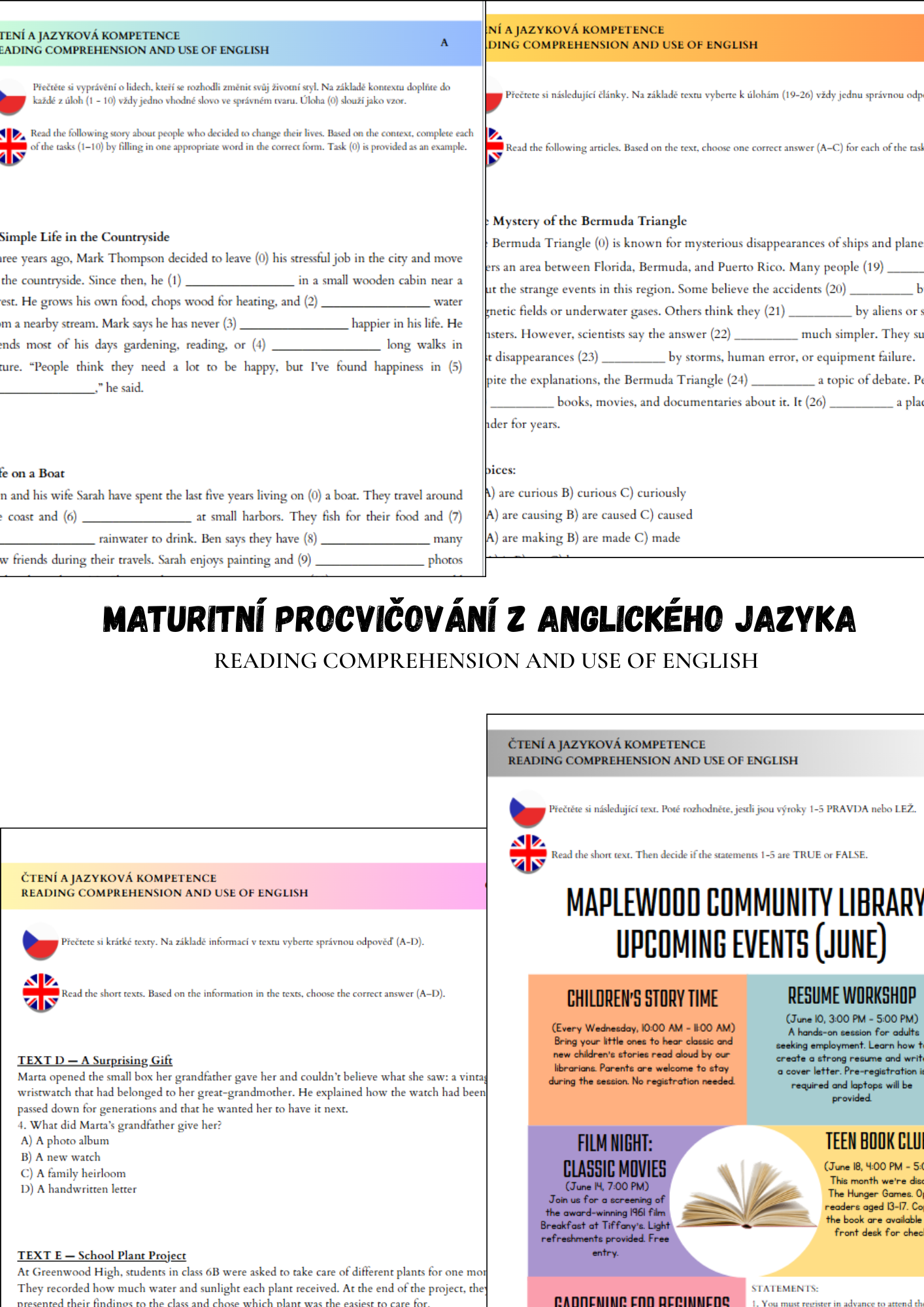 Maturitní procvičování z AJ - reading comprehension and use of English - Anglický jazyk ...